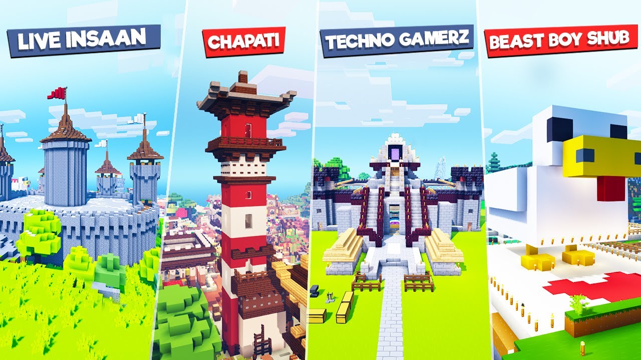 ALL YOUTUBERS BASE IN ONE WORLD | MINECRAFT - Minecraft videos