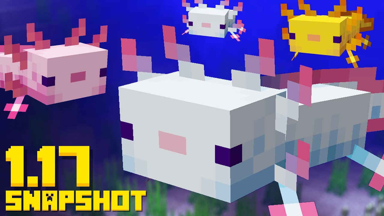 AXOLOTL MOBS are Here!! Minecraft 1.17 Snapshot 20w51a - Minecraft videos