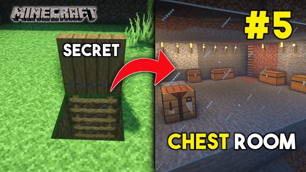 I MADE A SECRET UNDERGROUND CHEST ROOM IN MINECRAFT #5 - Minecraft videos