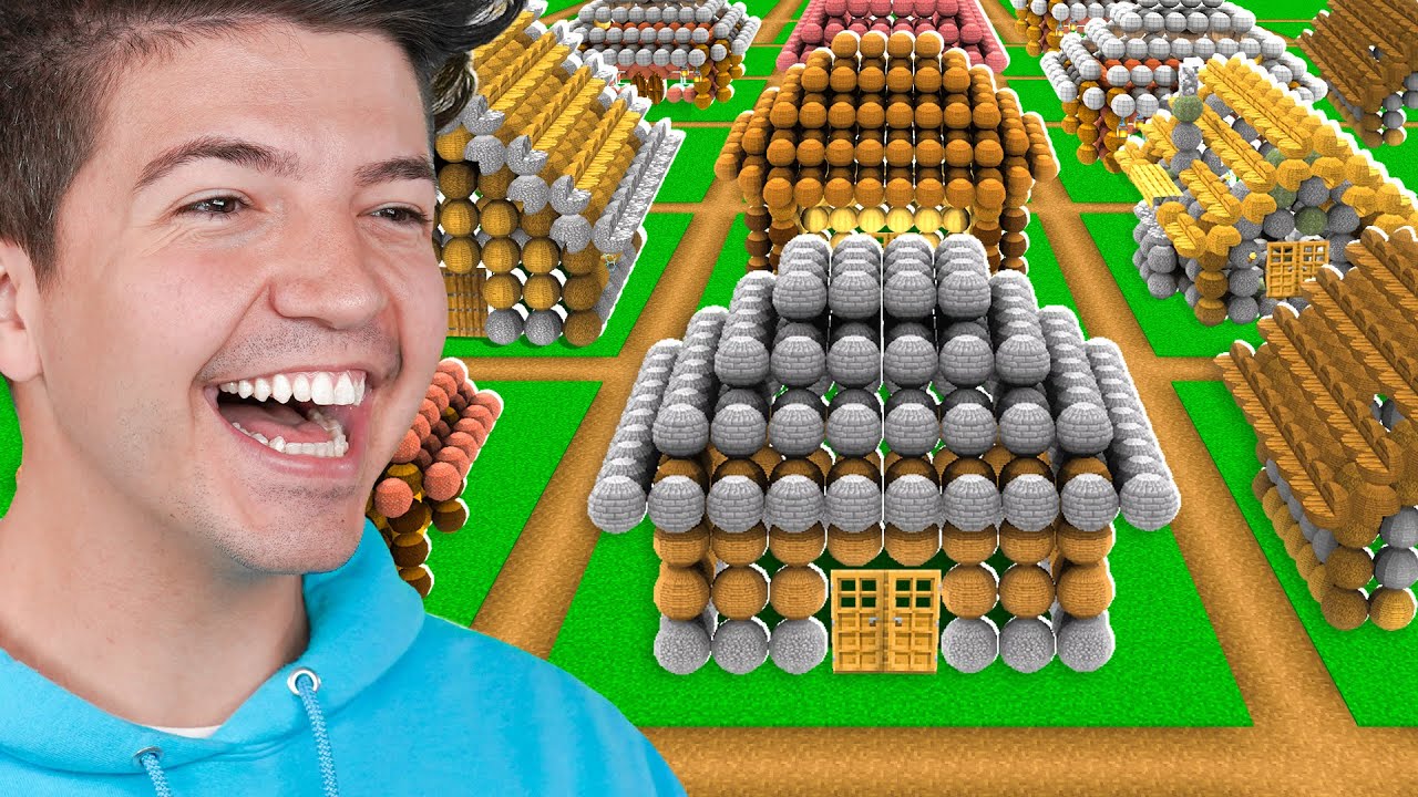 I Made 100 Players Build without Blocks in Minecraft! - Minecraft videos