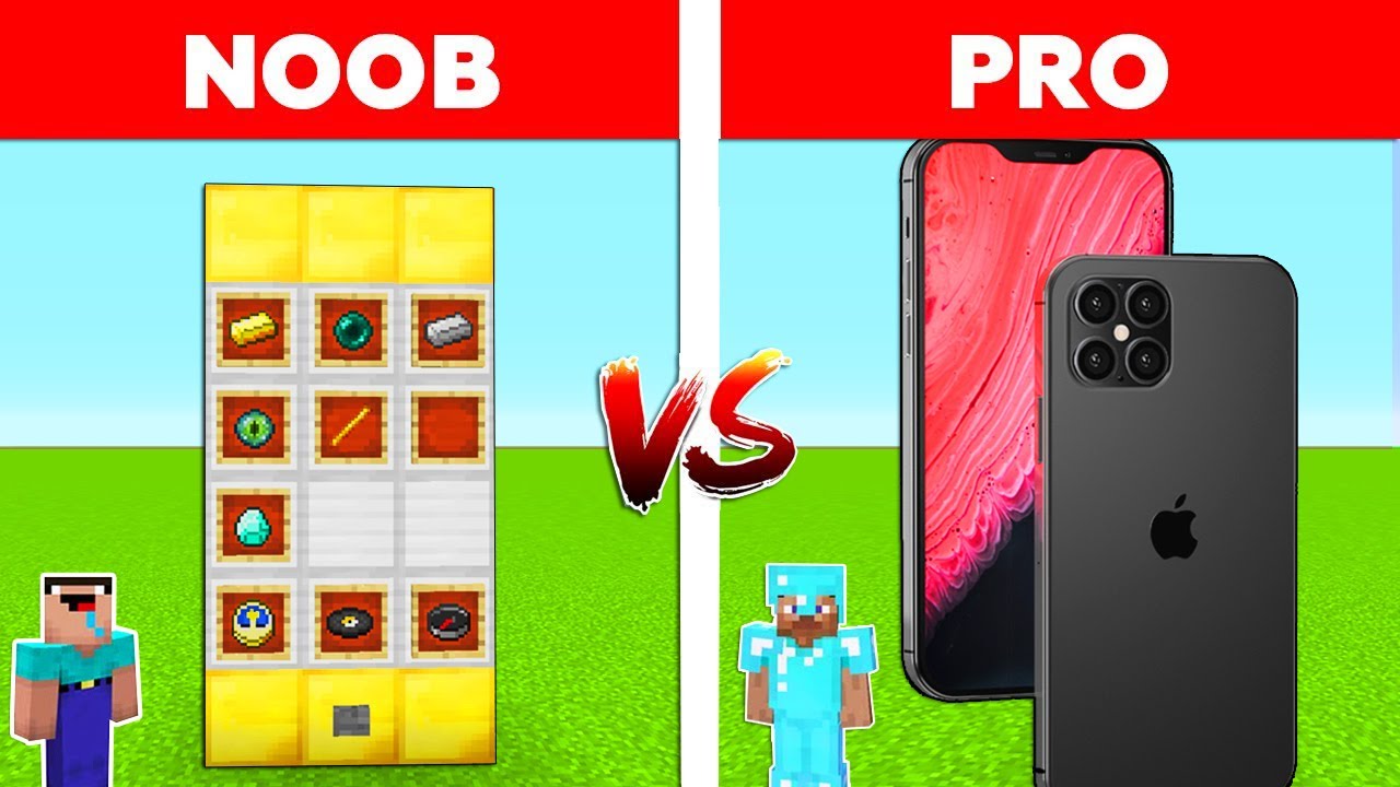 IPHONE 12 PRO Build in Minecraft: NOOB vs PRO Battle - Minecraft videos