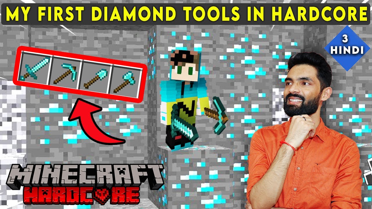 MADE MY FIRST DIAMOND TOOLS IN HARDCORE - MINECRAFT SURVIVAL GAMEPLAY ...
