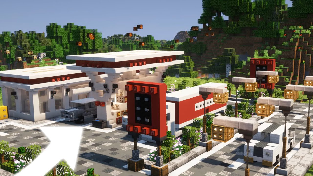 Minecraft Gas Station Timelapse #Shorts - Minecraft videos