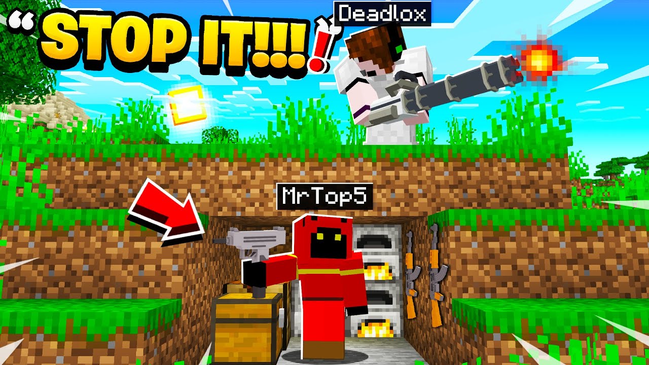 Minecraft Manhunt but I trolled with GUNS mod.. - Minecraft videos