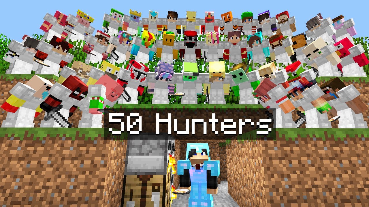 Minecraft Manhunt but i invited 50 Hunters.. - Minecraft videos