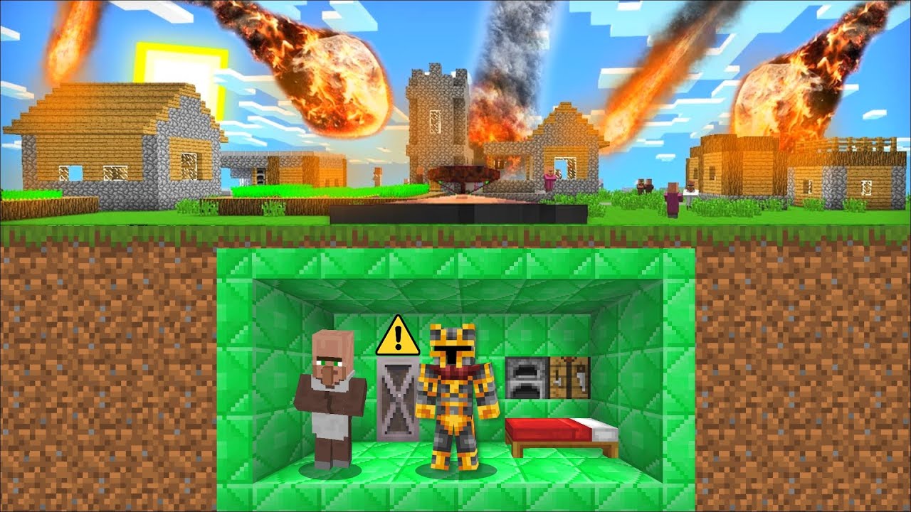 Minecraft NATURAL DISASTERS DESTROY VILLAGE FROM METEOR MOD / BUILD A ...