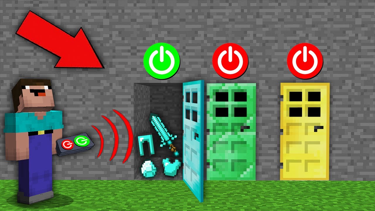 Minecraft NOOB vs PRO: HOW NOOB TURNED ON LUXURY DOOR WITH REMOTE ACTIVATOR? 100% trolling ...