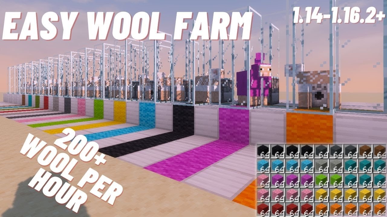 Minecraft Sheep Farm 1.14 - 1.16.2+ / Easiest Wool Farm! - Minecraft videos