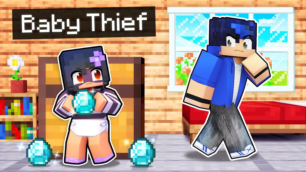 Stealing DIAMONDS as a BABY THIEF in Minecraft! - Minecraft videos