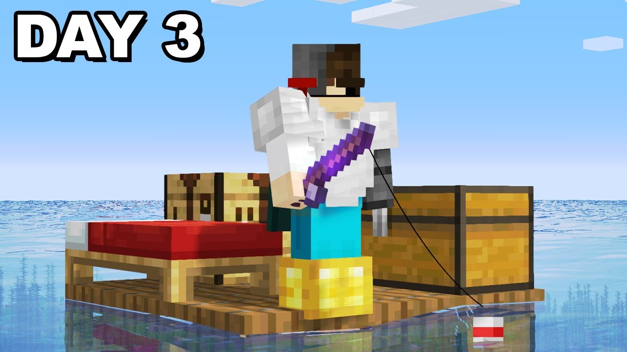 Surviving Minecraft stranded on a RAFT... Day 3 - Minecraft videos