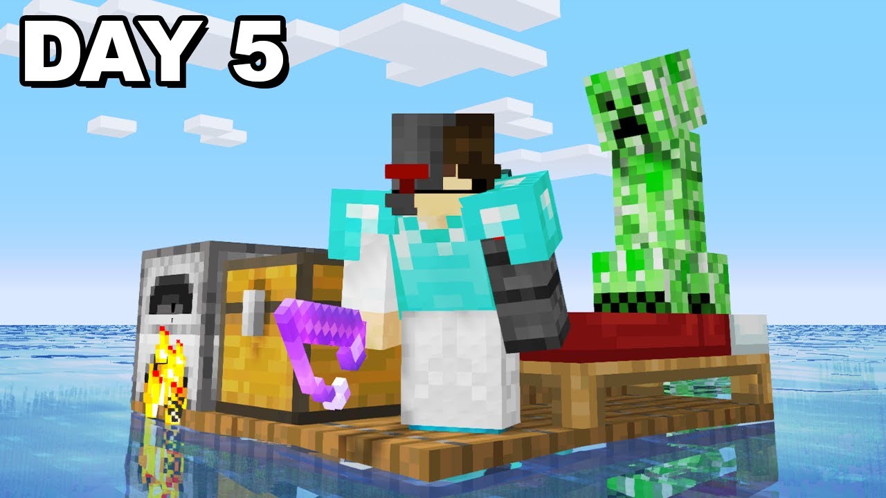 Surviving Minecraft stranded on a RAFT... Day 5 - Minecraft videos