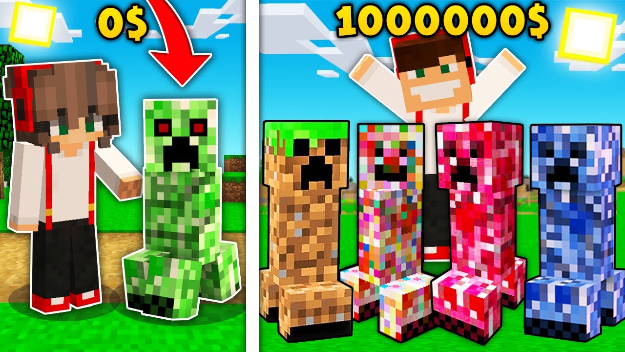 TROLL CREEPER ZA 0$ VS CREEPERY ZA 1000000$ W MINECRAFT?! GPLAYKA VS ...