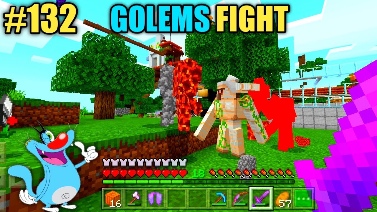 #132 | Minecraft | Bad Golems Vs Good Golems | Oggy And Jack ...