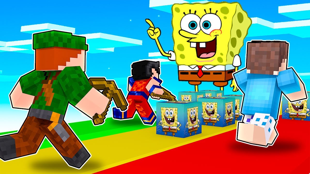 CORRIDA DE LUCKY BLOCK DO BOB ESPONJA COM ARMADILHAS NO MINECRAFT ...