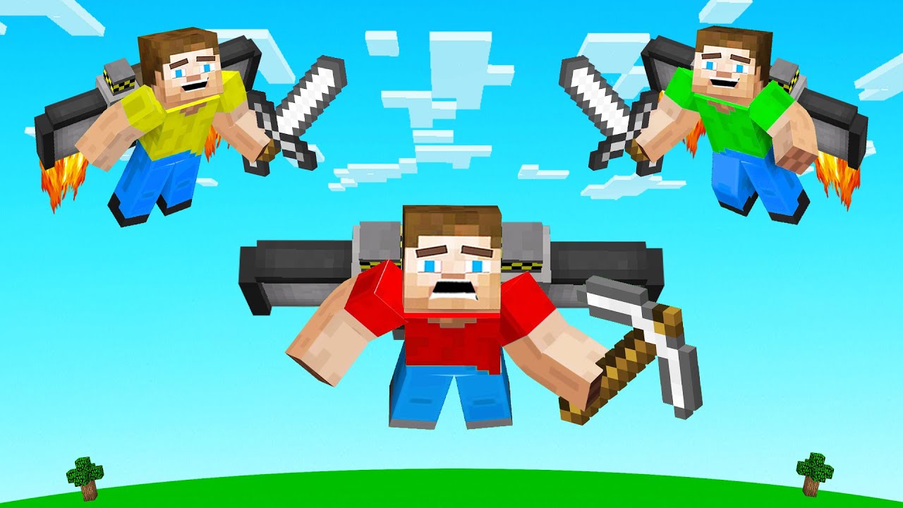 HUNTERS vs SPEEDRUNNER With JETPACKS! (Minecraft) - Minecraft videos