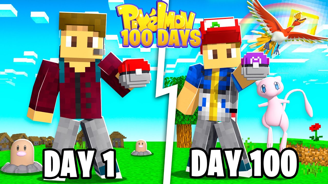 I SPENT 100 DAYS IN MINECRAFT PIXELMON! (Pokemon In Minecraft ...