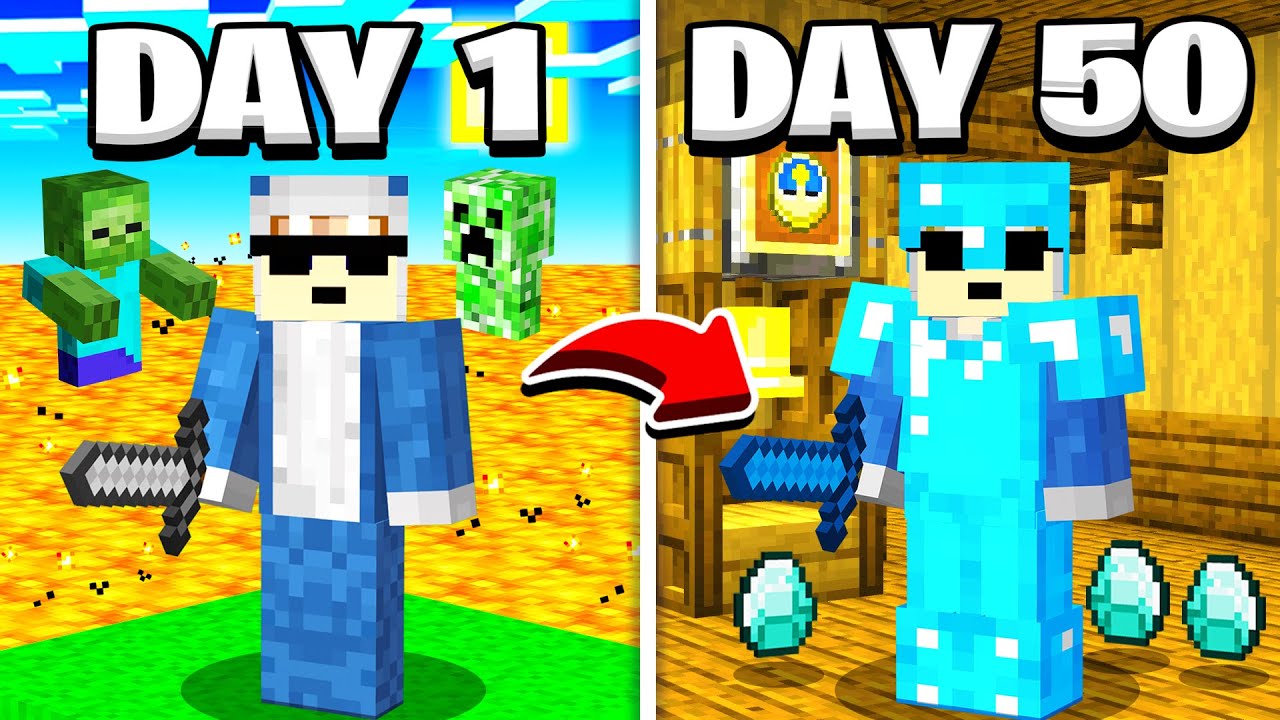 I Survived 50 Days On Lava In Minecraft - Minecraft videos