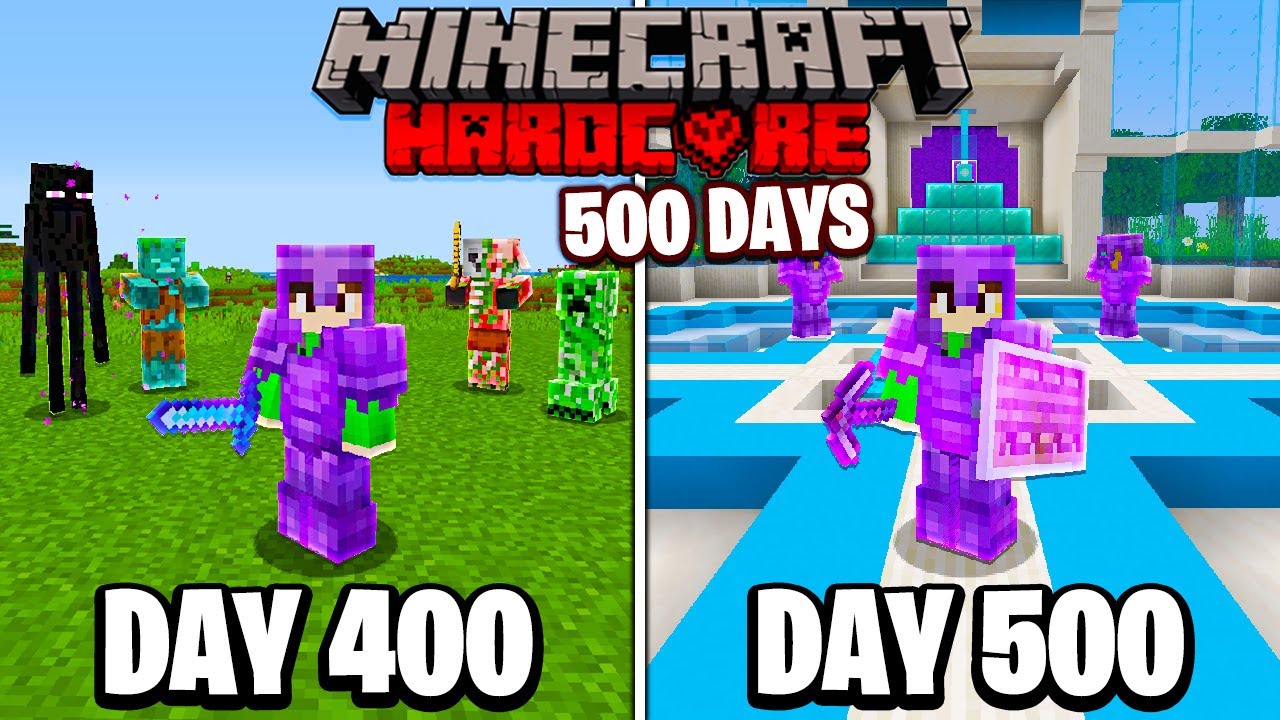 I Survived 500 Days in HARDCORE Minecraft... - Minecraft videos