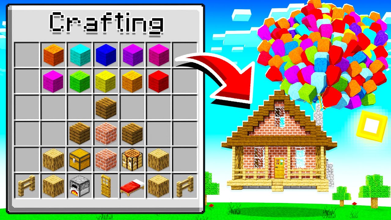 I built a FLYING HOUSE in MINECRAFT! (Up Mod) - Minecraft videos