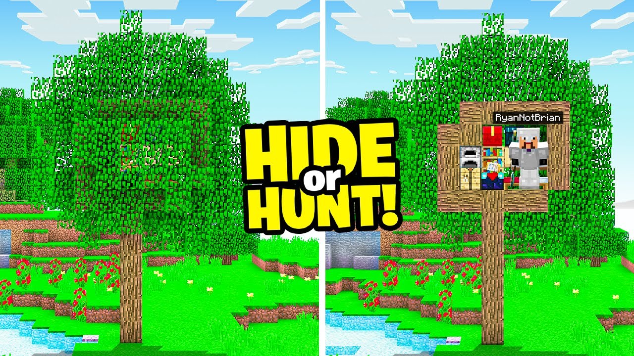 I made a hidden CAMO Minecraft TREE base.. (Hide Or Hunt) - Minecraft ...