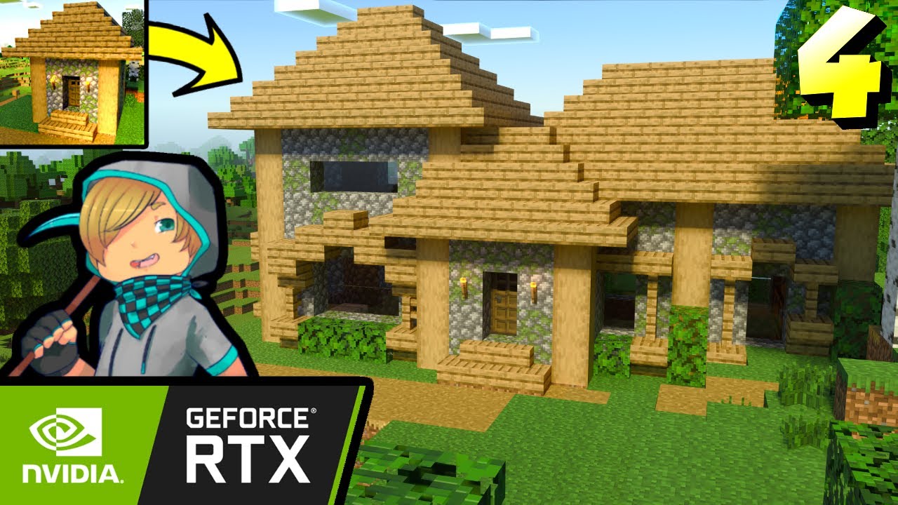 Let's Play Minecraft RTX Episode 4 | Starter House Transformation ...
