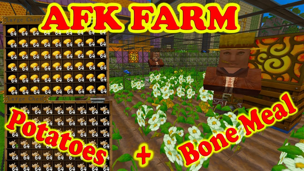 Minecraft - Easy AFK Potato AND Bone meal Farm 1.16.4+ - Minecraft videos