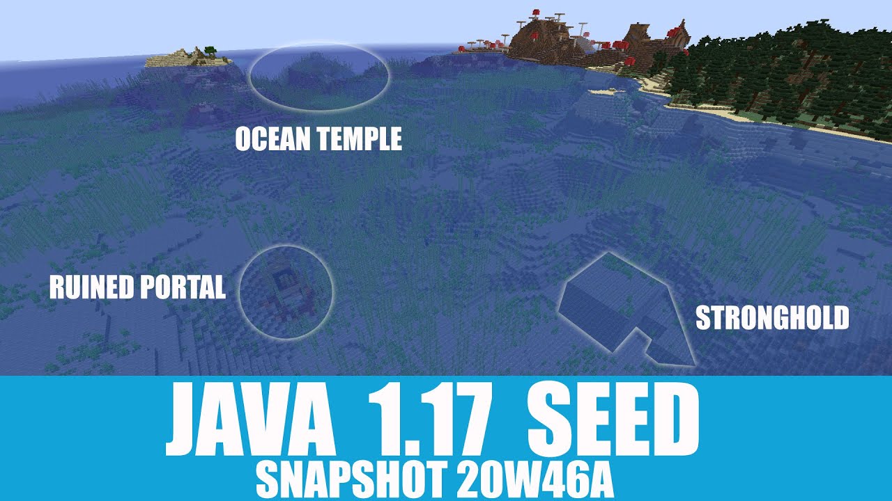 Minecraft Java 1.17 Seed: Exposed stronghold, 3 villages, 3 ocean ...