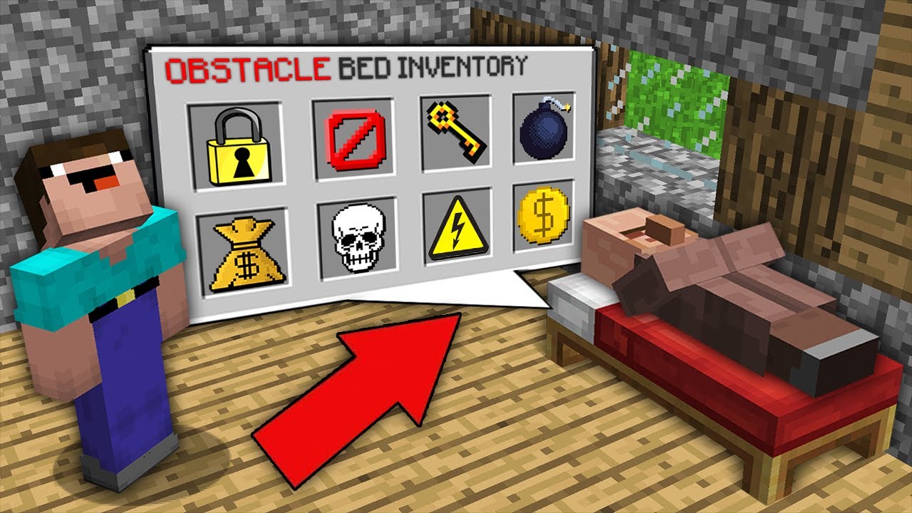Minecraft NOOB vs PRO: NOOB OPENED BED INVENTORY WITH OBSTACLE WHEN ...