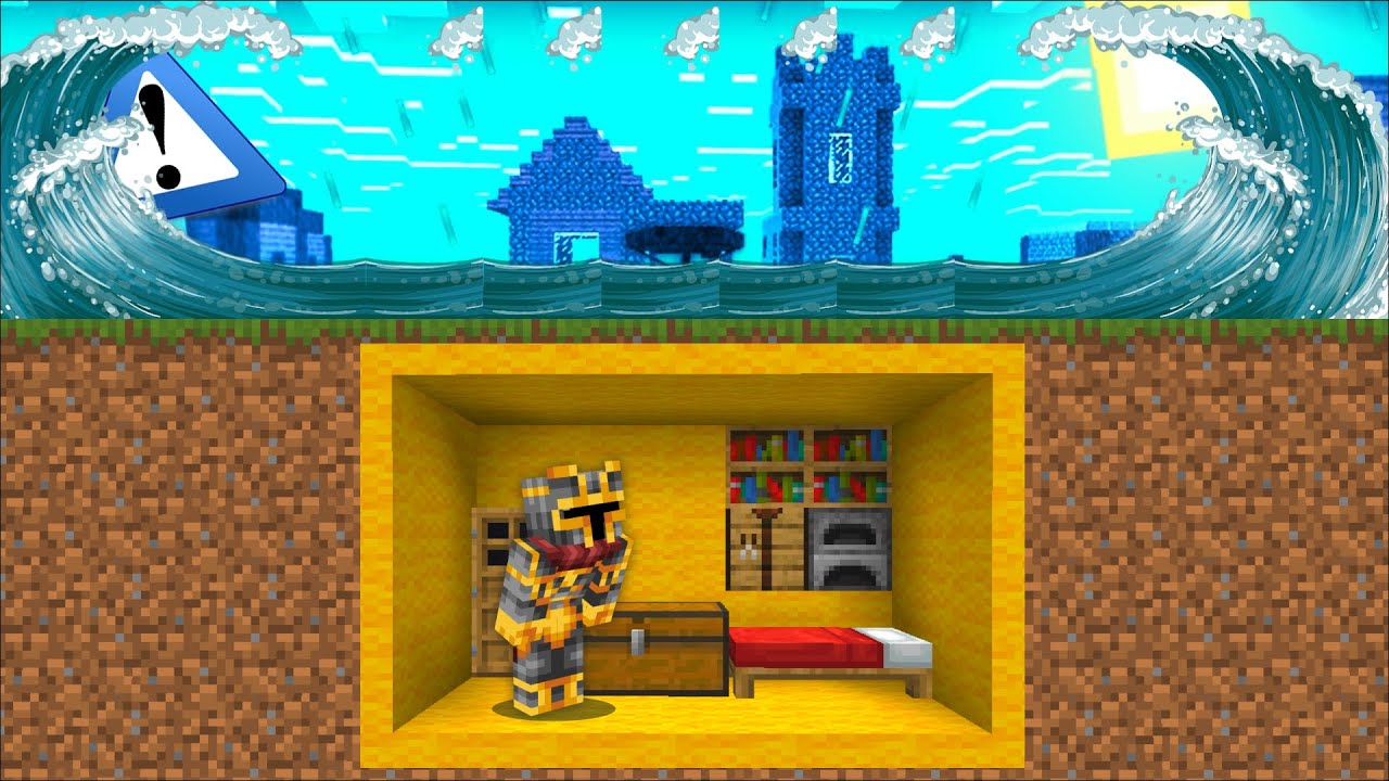 Minecraft TSUNAMI APOCALYPSE DISASTER VILLAGE MOD / BUILD BUNKER TO ...