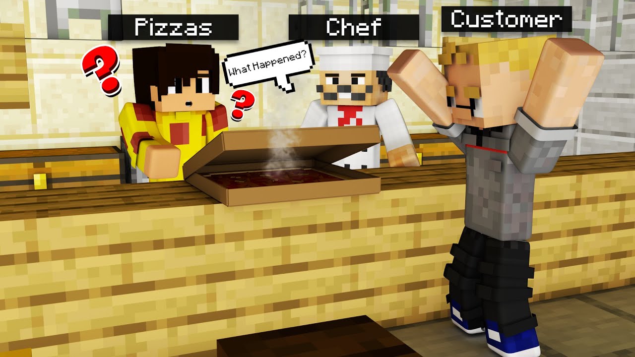 i delivered PIZZA to strangers in MINECRAFT! (working at a pizza place ...