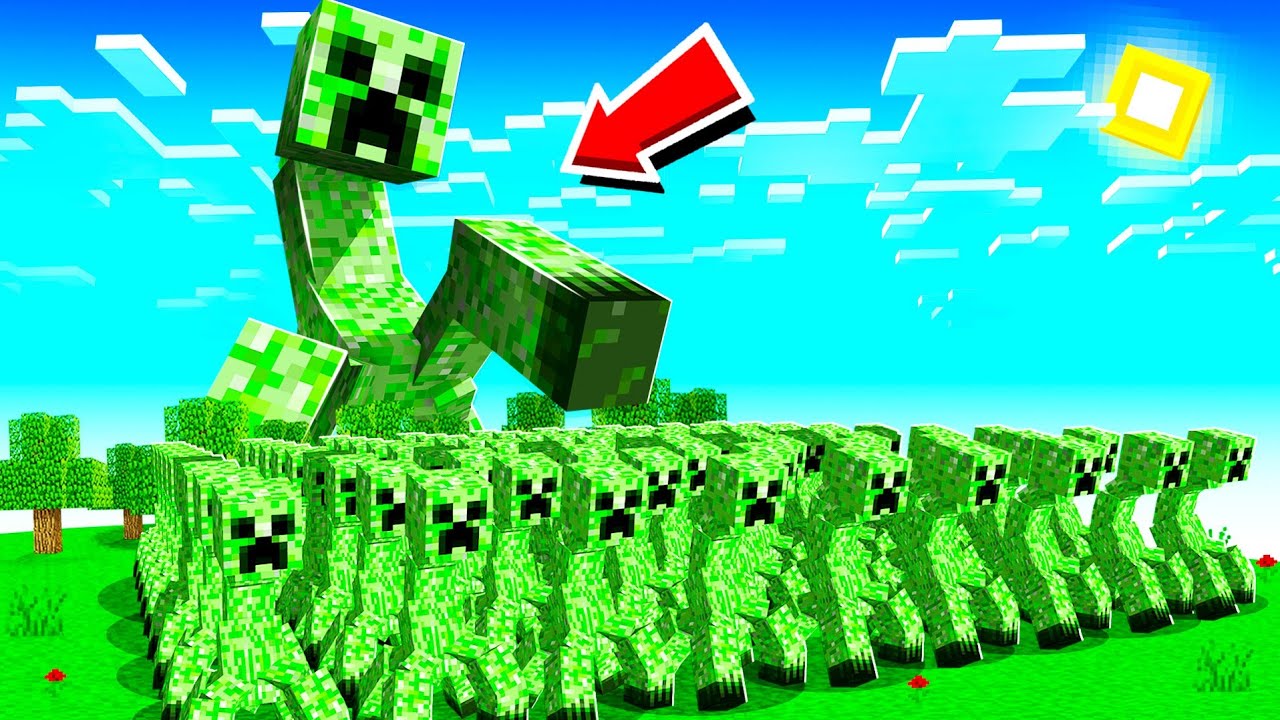 100 MUTANT CREEPERS vs BIGGEST MINECRAFT CREEPER COLOSSUS! - Minecraft videos