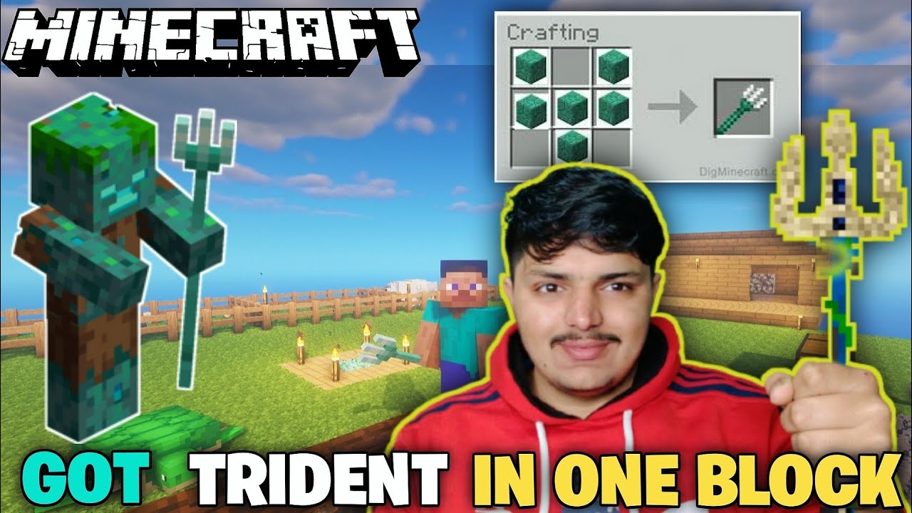 Found Trident In Minecraft One Block Minecraft Minecraft One Block ...