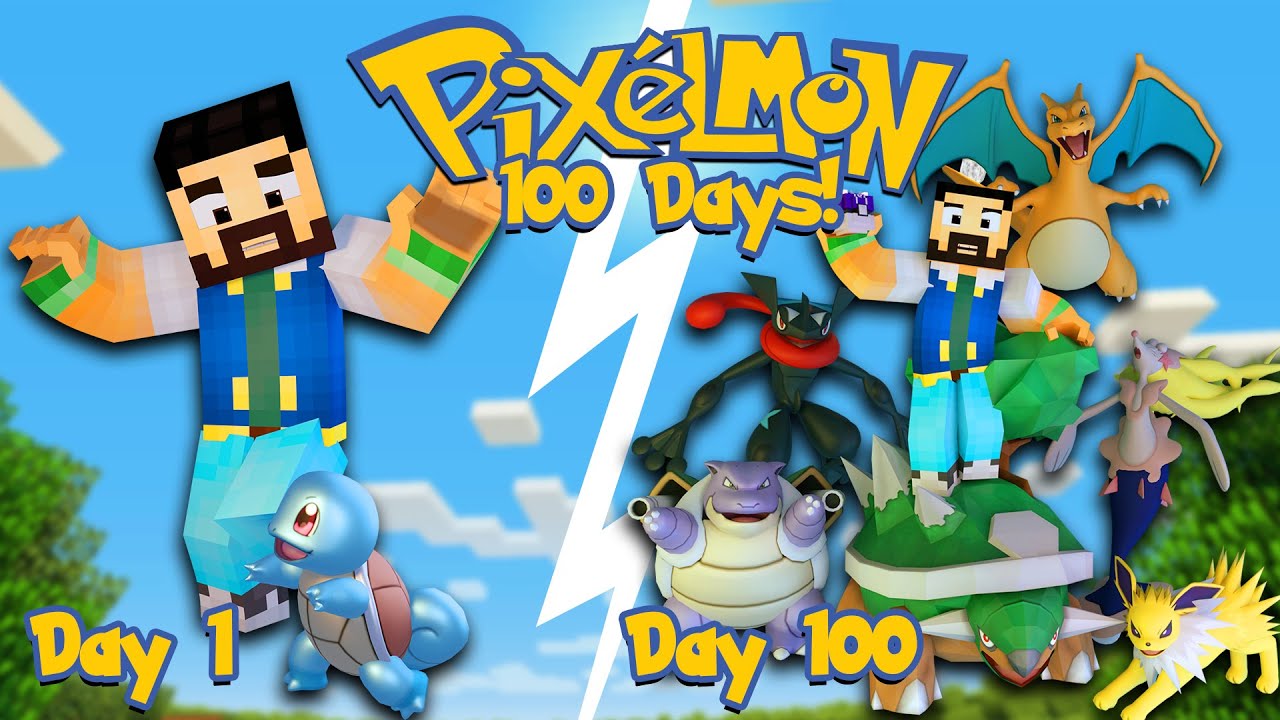 I SPENT 100 DAYS IN MINECRAFT PIXELMON! (Pokemon In Minecraft ...