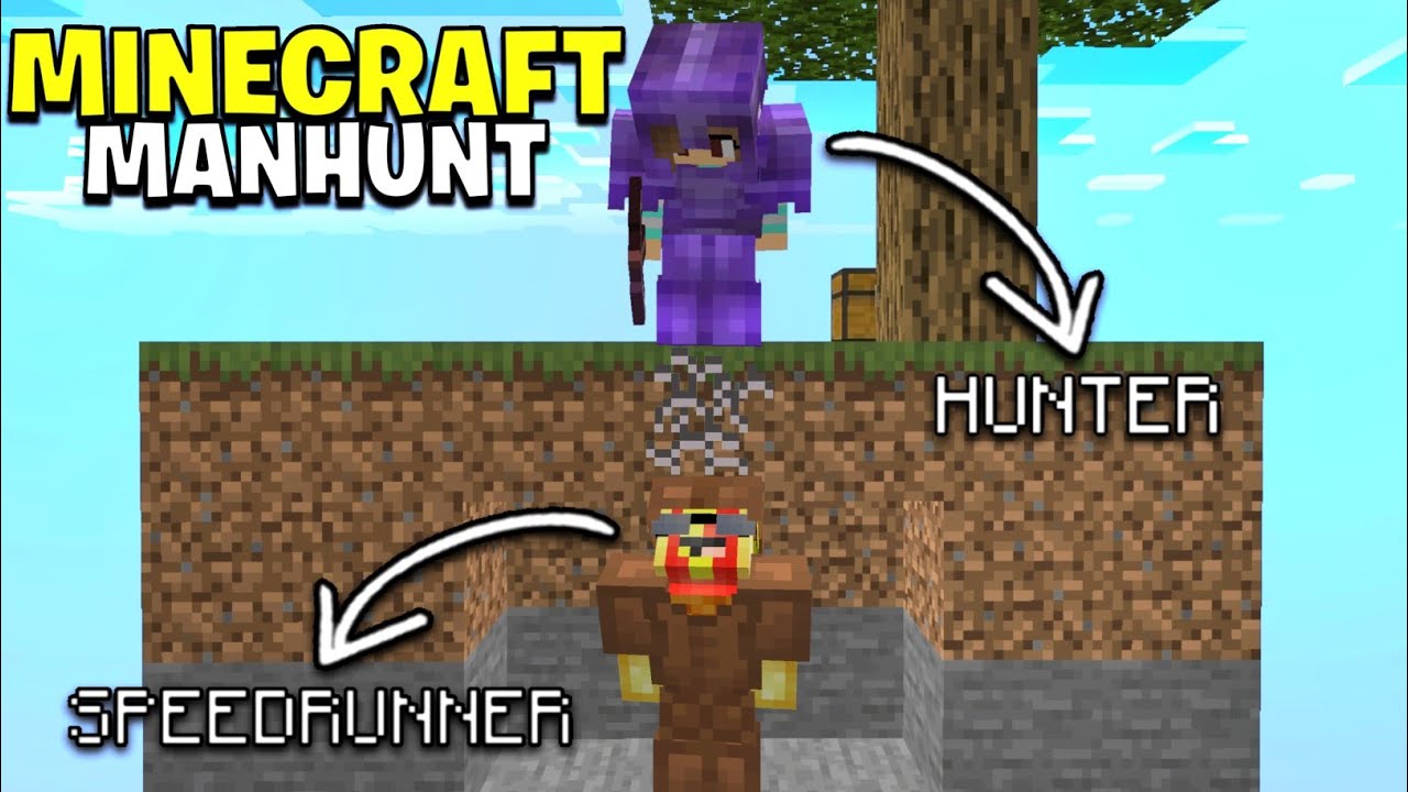 Minecraft Skyblock Speedrunner vs Hunter...(Bedrock Edition Manhunt ...