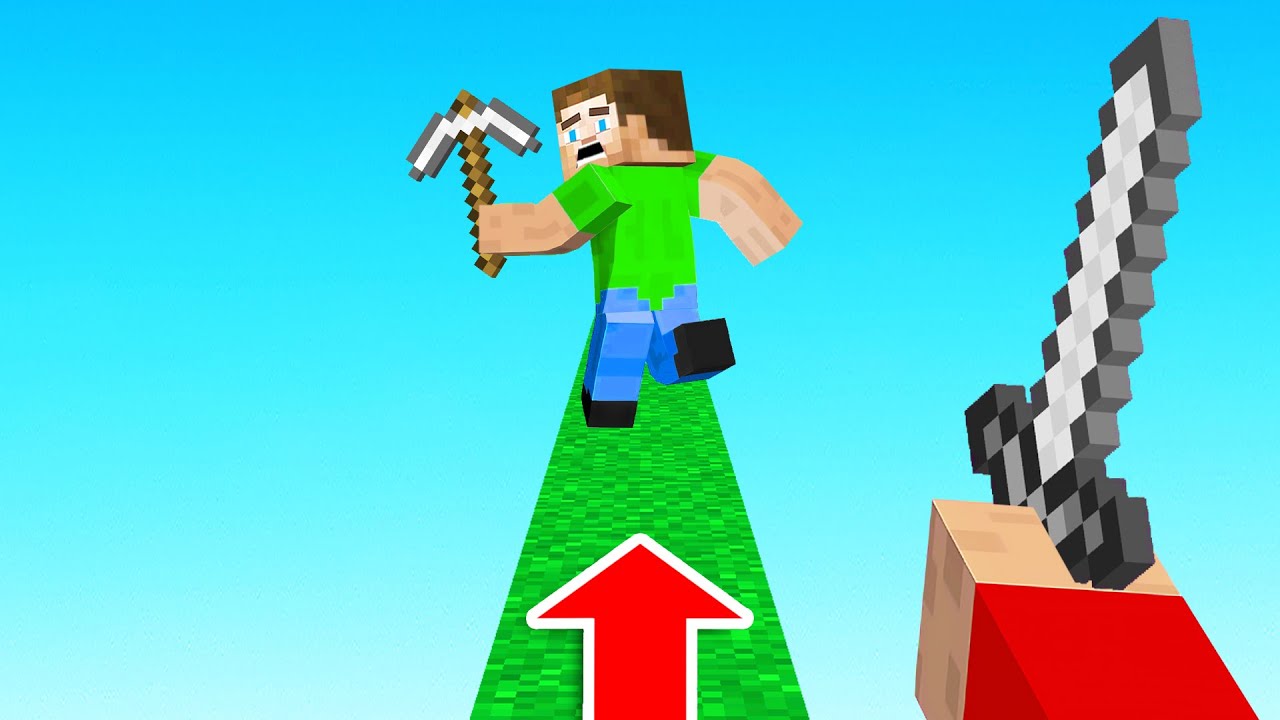 HUNTERS vs SPEEDRUNNER On A STRAIGHT LINE! (Minecraft) - Minecraft videos