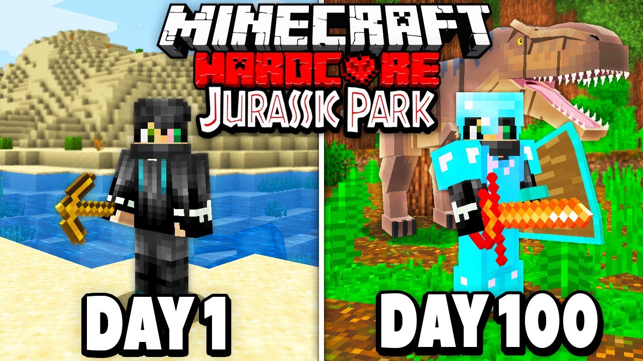 I Survived 100 Days in Hardcore Jurassic Park Minecraft.. Here's What ...