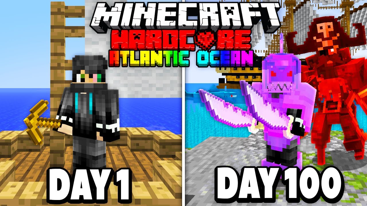 I Survived 100 Days of Hardcore Minecraft in the Atlantic Ocean.. Here ...