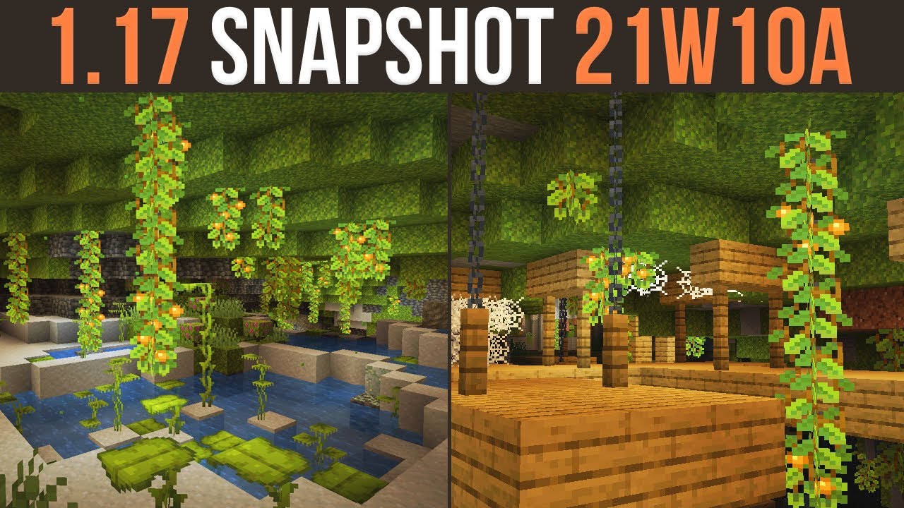 Minecraft 1 17 Snapshot 21w10a Lush Caves Are Here Minecraft Videos