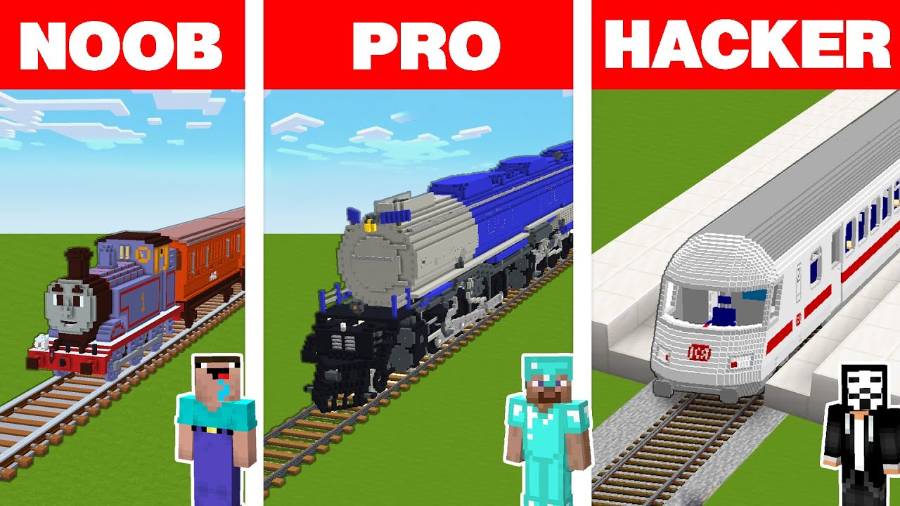 Minecraft NOOB vs PRO vs HACKER: TRAIN HOUSE BUILD CHALLENGE in ...