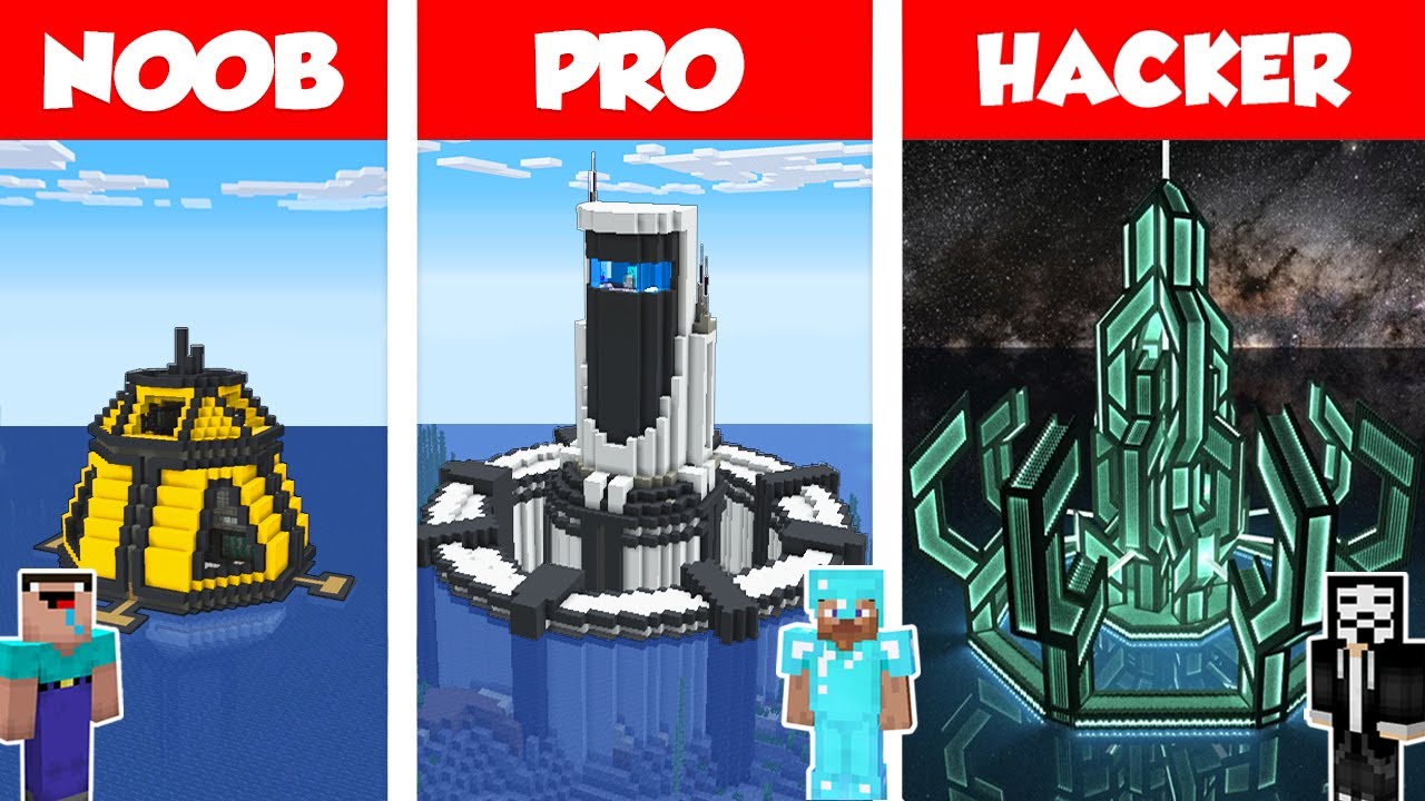 Minecraft NOOB vs PRO vs HACKER: WATER BASE BUILD CHALLENGE in ...