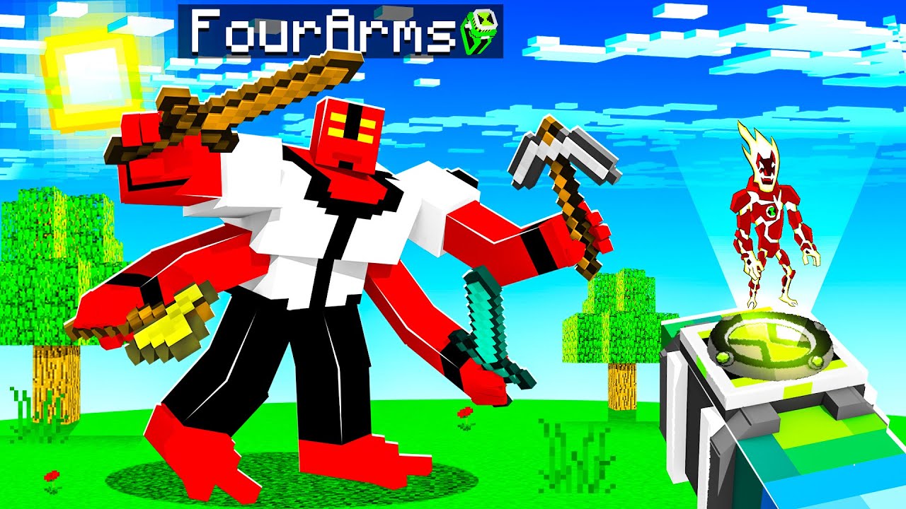 Playing as FOUR ARMS in MINECRAFT! (Ben 10) - Minecraft videos