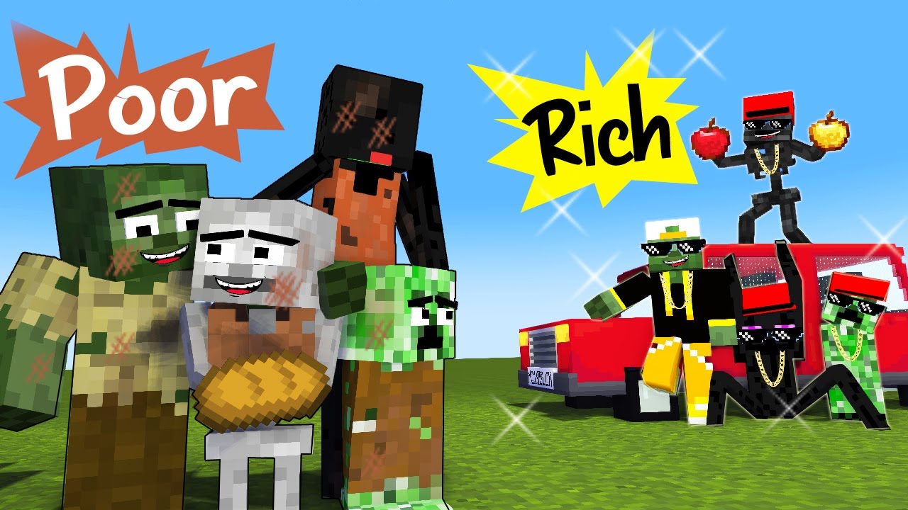 TOUCHING STORY - POOR VS RICH MONSTERS - MINECRAFT MONSTER SCHOOL ...