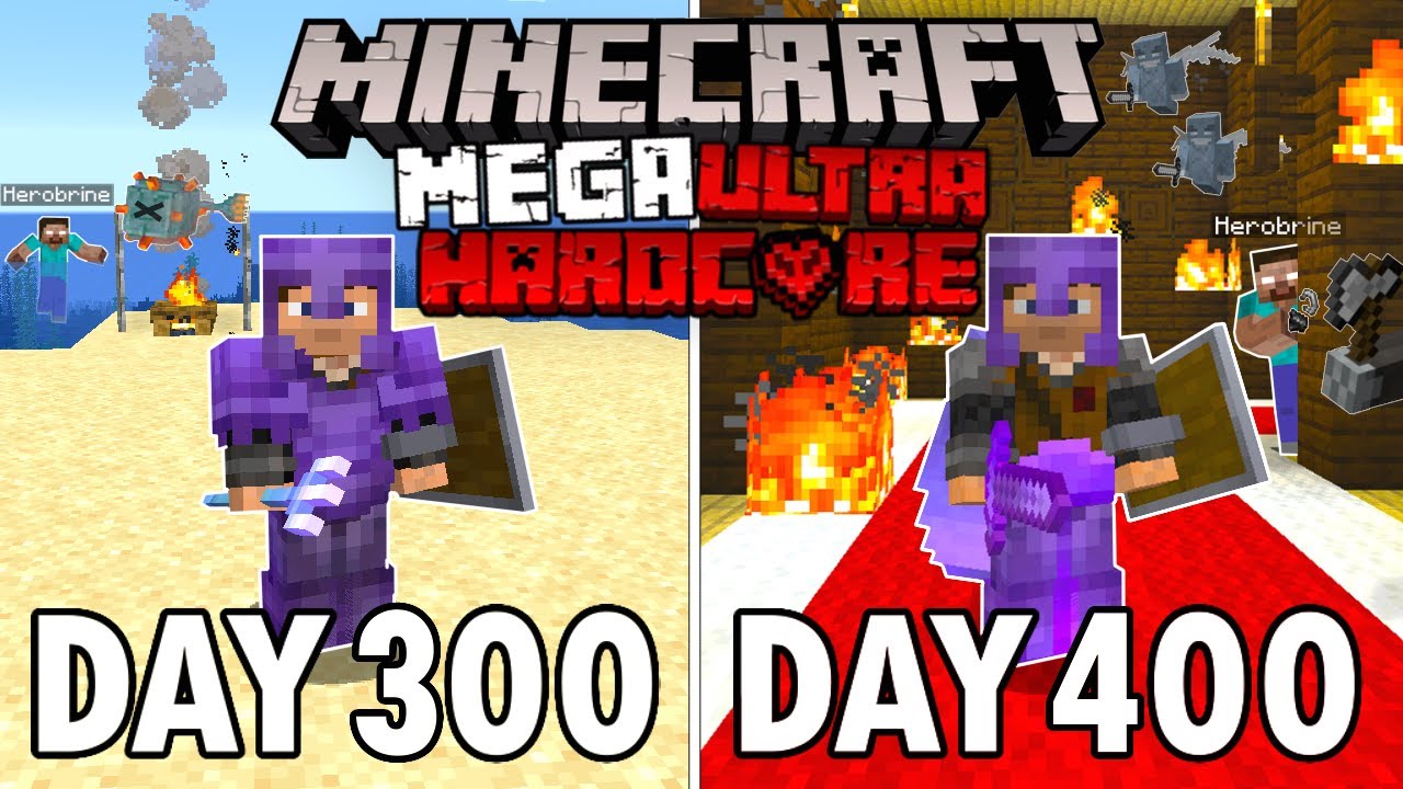 I Survived 400 Days in Mega Ultra Hardcore Minecraft... Minecraft ...
