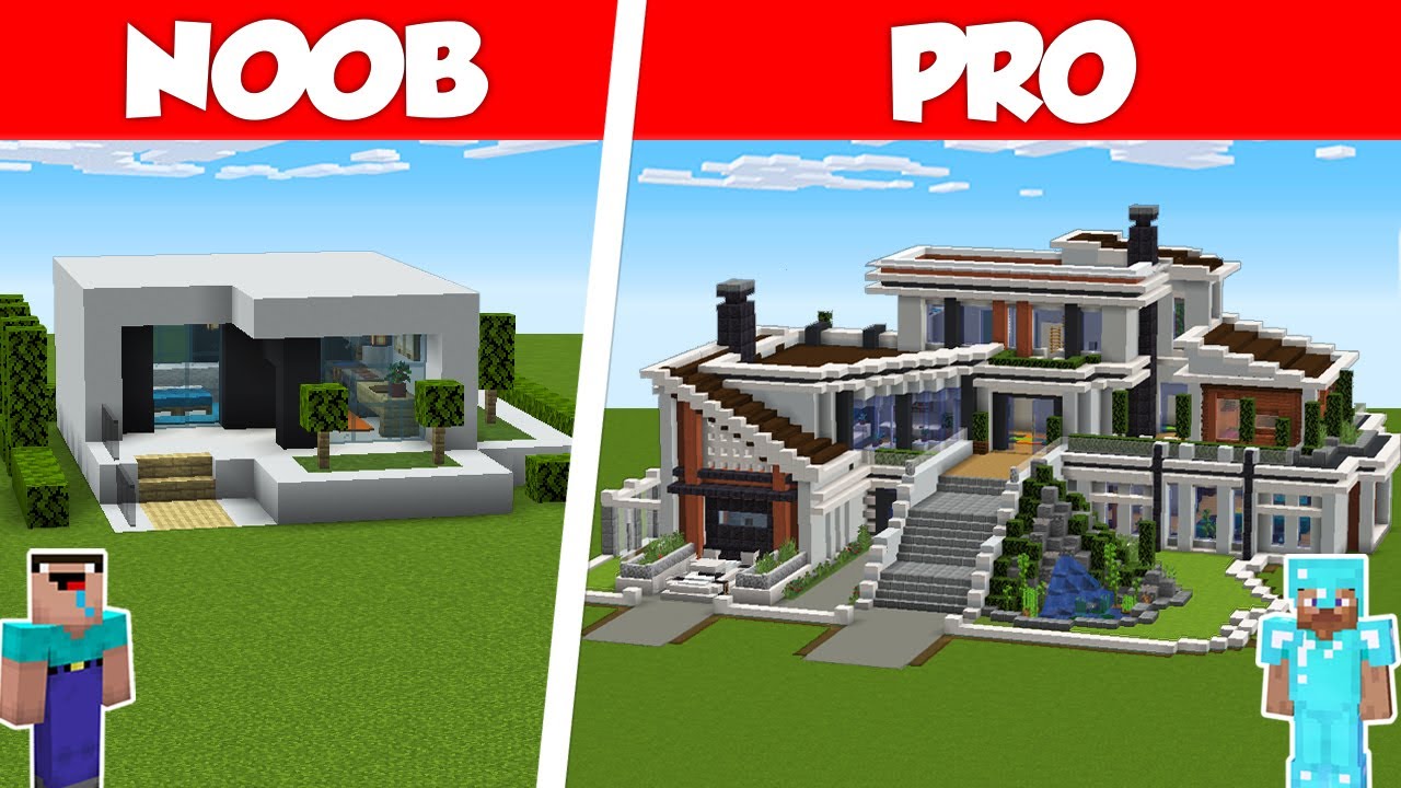 Minecraft NOOB vs PRO: MODERN HOUSE BUILD CHALLENGE in Minecraft / Animation - Minecraft videos