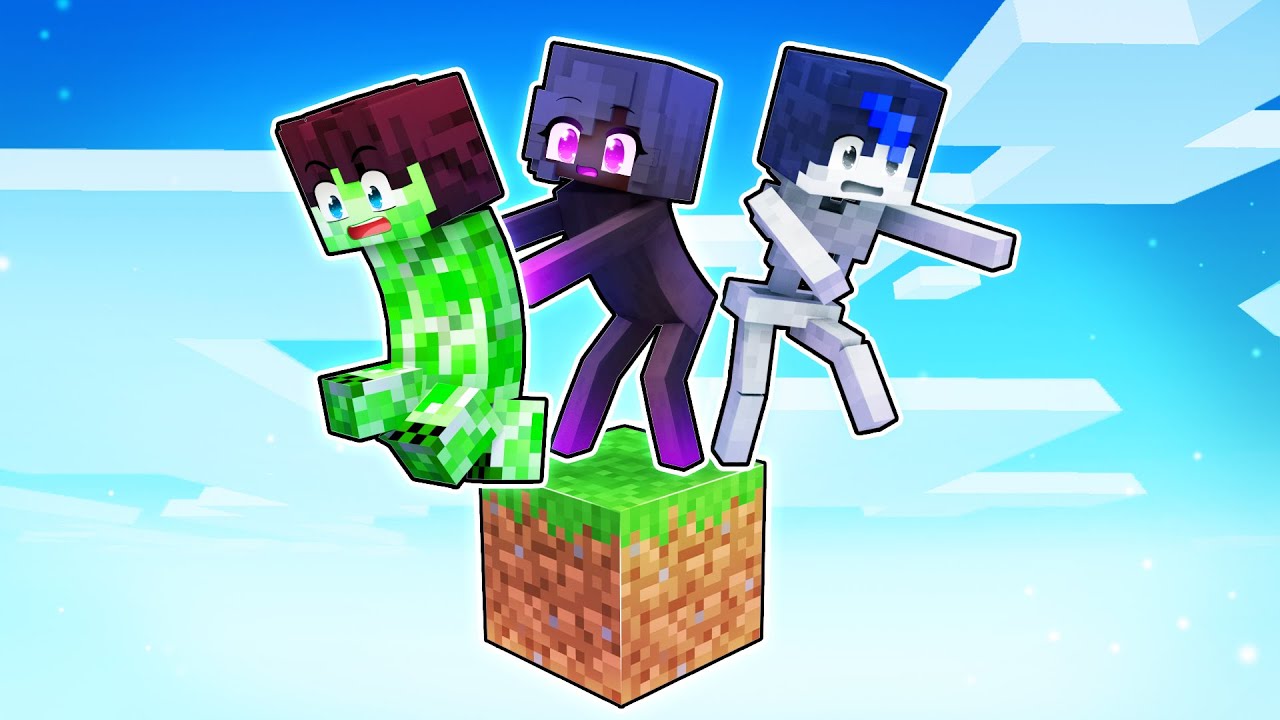 Playing As MOBS On ONE BLOCK In Minecraft! - Minecraft videos