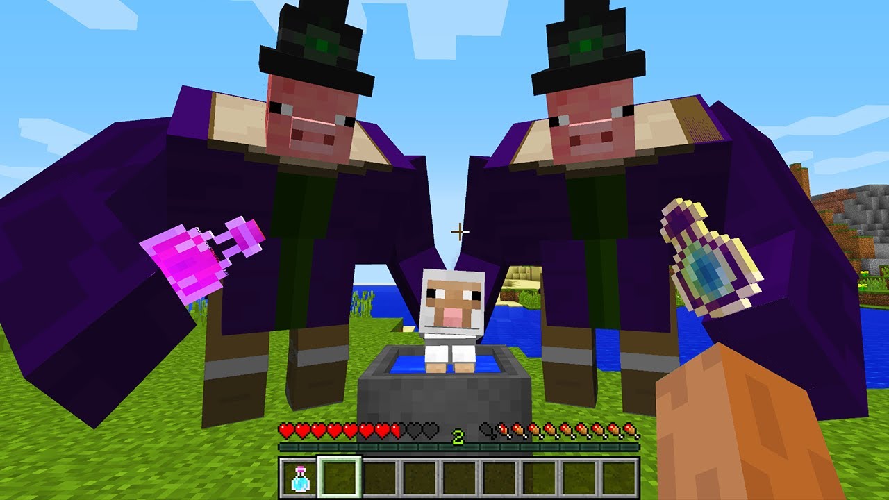 CURSED MINECRAFT BUT IT'S UNLUCKY LUCKY FUNNY MOMENTS PIG WITCH AND ...