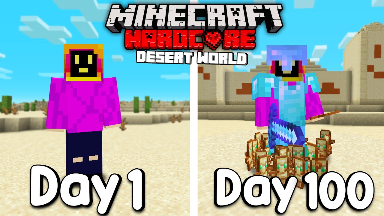 I Survived 100 Days Of Hardcore Minecraft, In A Desert Only World ...
