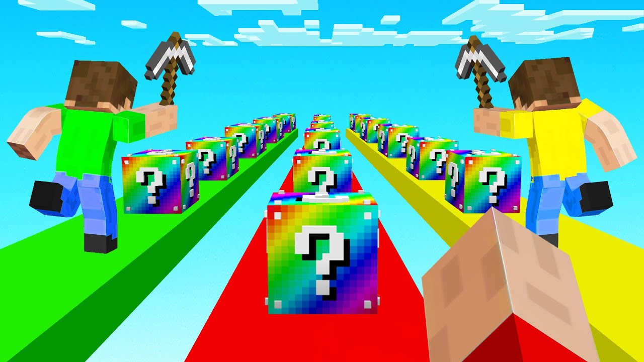 MINECRAFT 1v1v1 RAINBOW LUCKY BLOCK Race! (vs Friends) - Minecraft videos