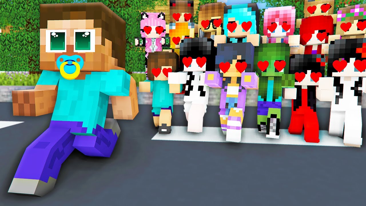 Monster School : Poor Baby Herobrine LOVE CURSE Girls Apocalypse ...