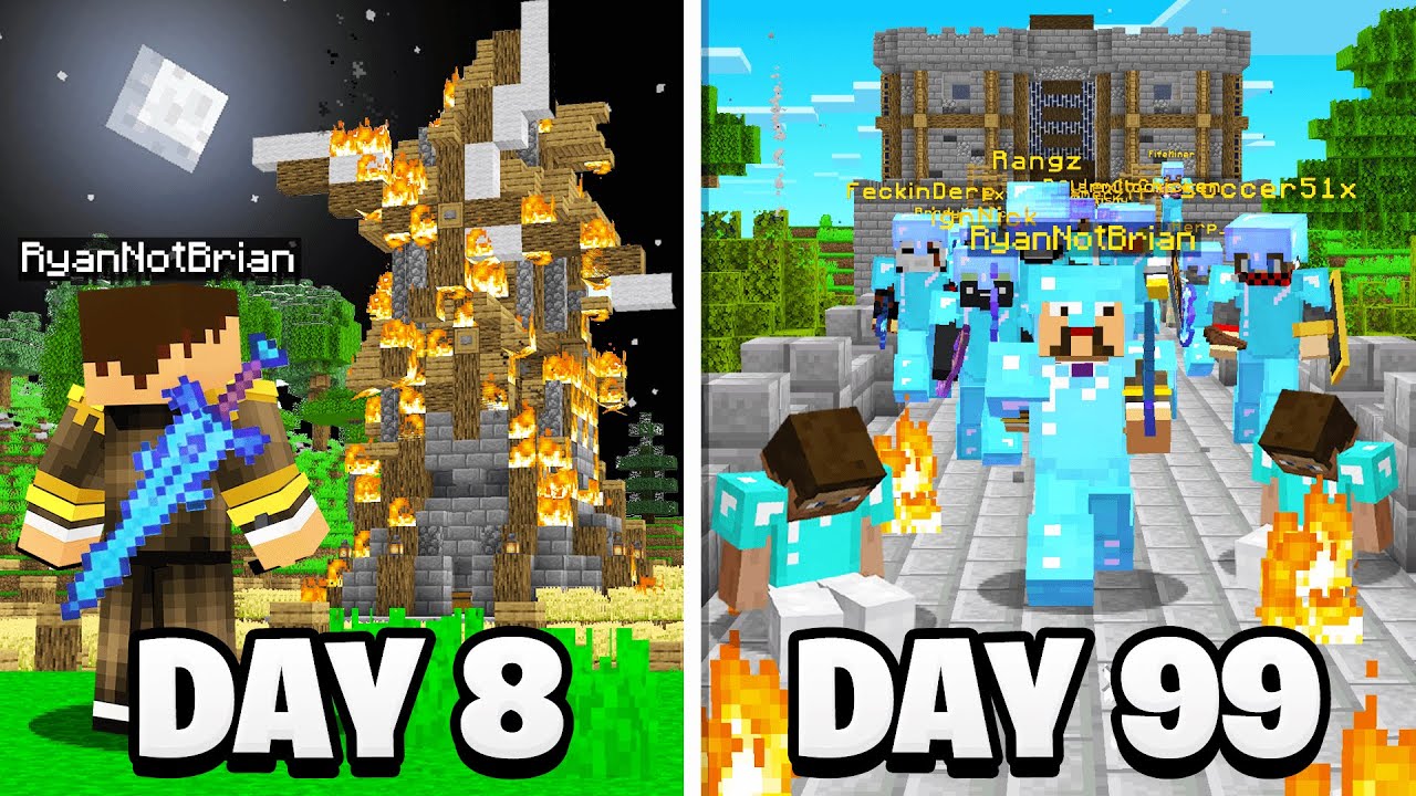 Surviving 100 Days in a Minecraft Medieval WAR.. - Minecraft videos